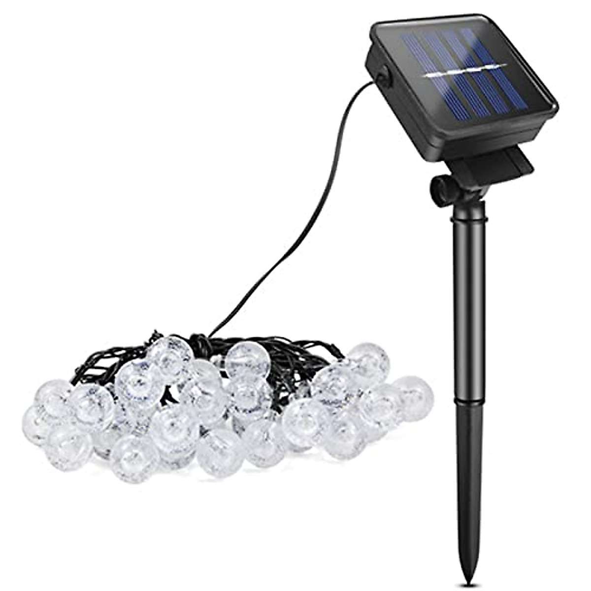 Solar Outdoor String Lights, Waterproof Crystal Ball Lights,8 Mode Indoor/Outdoor Fairy Lights, Decorative Lighting for Home, Garden, Party, Festival (Pure White,5m 20 LEDs)