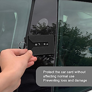 Car Key Clip, PU Leather Key Card Cover, Key Card Holder Case with Keychain Fit for Model 3 and Model Y (Black)