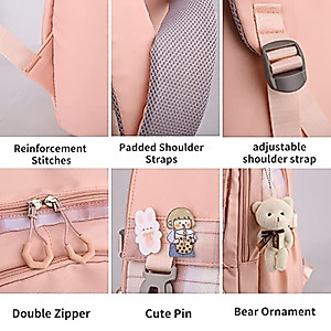 Aesthetic Backpack for School, Cute Girls Preppy Book Bag, Kawaii Large Capacity Middle School Plaid Backpack for Teenagers (Black)