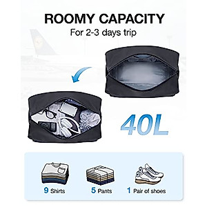 Gym Bag for Men Women, BAGSMART 40L Sports Travel Duffle Bag with Shoe Bag, Carry On Weekender Bag with Wet Pocket, Overnight Bag with Multiple Pockets for Gym, Traveling(Black)