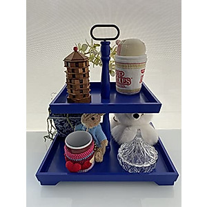 Nimbus Industries LLC Royal Blue Rectangular Two-Tiered Tray with Handle