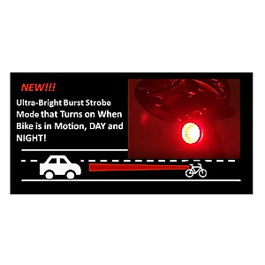 Wireless Bike Alarm w/Smart Taillight: Anti-Theft Alarm w/Remote; Auto On/Off Taillight w/New Burst Strobe Mode for Daytime; Deceleration Warning; Wireless Electric Horn & Bike Finder.