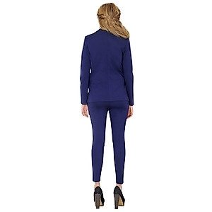 Marycrafts Women's Business Blazer Pant Suit Set for Work 12 Navy