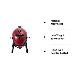 Char-Griller E06614 AKORN Jr. Portable Kamado Charcoal Grill, Red