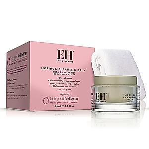 Emma Hardie Cleansing Balm, Moringa Oil Makeup Remover Balm with Microfiber Face Cloth, With Vitamin E and Grapeseed Oil, Cleansing Balm Makeup Remover and Makeup Remover Cloth (50 ml)