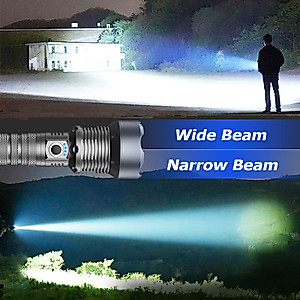 Rechargeable LED Flashlights High Lumens, 900,000 Lumen Brightest Flashlight with 5 Modes and Waterproof, Long Lasting Powerful Handheld Bright Flashlight for Emergencies Camping