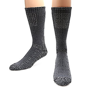 MIRMARU M202-Medium-Men's 5 Pairs Multi Performance Outdoor Sports Hiking Trekking Crew Socks (2Black,2Olive,1Char)