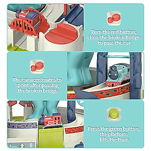 Kids Train Race Track Play Set, Adventure Car Track Toy, Toddler Dinosaur Ramp Vehicle Toys, Interactive Games Vehicle Playset Gifts for Kids