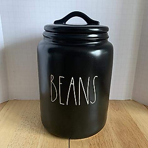 Rae Dunn BEANS Canister - Black Ceramic - very rare!