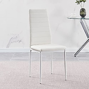 Paonne PU Dining Chairs Set of 2, High Back Leather Chairs for Kitchen Dining, Armless Chair Set of 2 Waterproof Leather Home Chairs 2 with Metal Frame and Legs