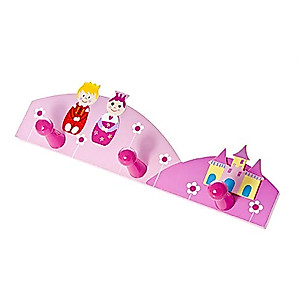 Mousehouse Gifts Pink Prince & Princess Triple Wall Hook Coat Hook for Girls Nursery or Bedroom