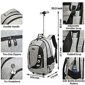 MOHCO Rolling Backpack 18inch with Lunch Bag and Pencil Case Wheeled School Bookbag for Boys and Girls