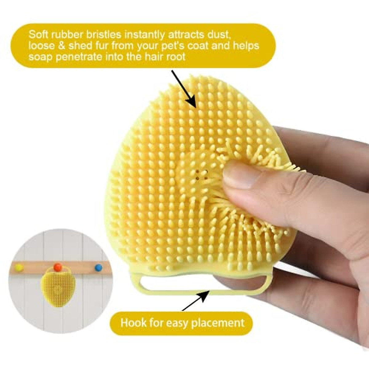 Cepillo de baño para Perros y Gatos, peine de goma de silicona para aseo de mascotas, de champú con dispensador suave para masaje relajante de cachorros, lavado y cuidado de Pelo.