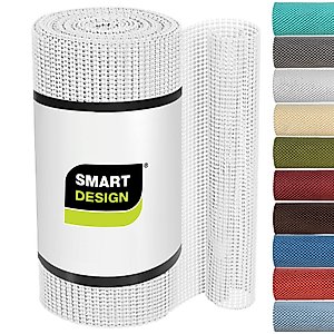 Smart Design Classic Grip Shelf Liner – 18in x 5ft – Non-Adhesive Drawer Liner with Strong Grip Helps Protect and Personalize Your Home Organization and Storage – White