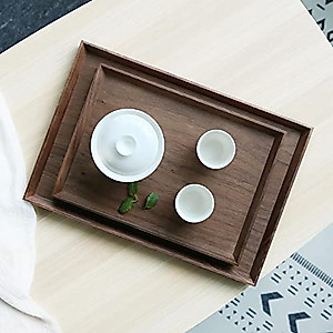 Fenteer Rustic Serving Tray Tenon and Tenon Structure Dish Tea Bread, Dark Brown, 24x24x2.5cm