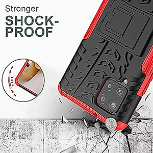 for Galaxy A42 5G Phone Case with HD Screen Protector, Dual Layer [16 FT Military Grade Drop Protection] Magnetic Ring Holder Kickstand Protective Phone Case for Samsung Galaxy A42 5G (Red)