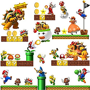 Brothers Wall Decals Build Scene Wall Stickers Peel and Stick Video Game Wall Art Decor Decals for Kids Boys Room Nursery Living Room and Door