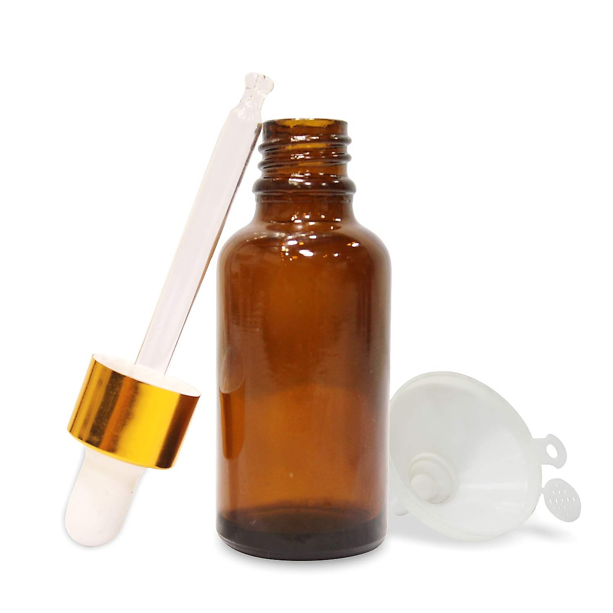 SHOPRYTHM Glass Amber bottle with golden dropper & Funnel (2 Pack, 1.69 Oz each)