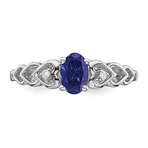 IceCarats 925 Sterling Silver Created Blue Sapphire Diamond Ring September Birthstone Jewelry Size 10