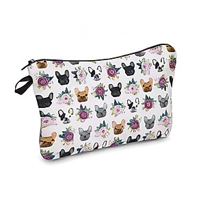 Cosmetic Bags for Women Small French Bulldog Purple Makeup Bag for Purse Travel Toiletry Bag Accessories Organizer Zipper Pouch Gift Idea