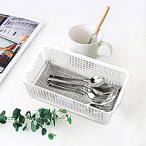 Eagrye 6-Pack Small Plastic Storage Bins, White