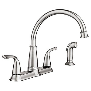 MOEN Brecklyn 2-Handle Standard Kitchen Faucet with Side Sprayer in Spot Resist Stainless