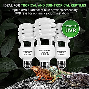 Simple Deluxe 2 Pack Reptile UVA UVB Light 5.0 26W Compact Fluorescent Lamp Light Bulb for Rainforest Tropical Terrarium, Reptiles, Lizard, Turtle, UVB 5.0
