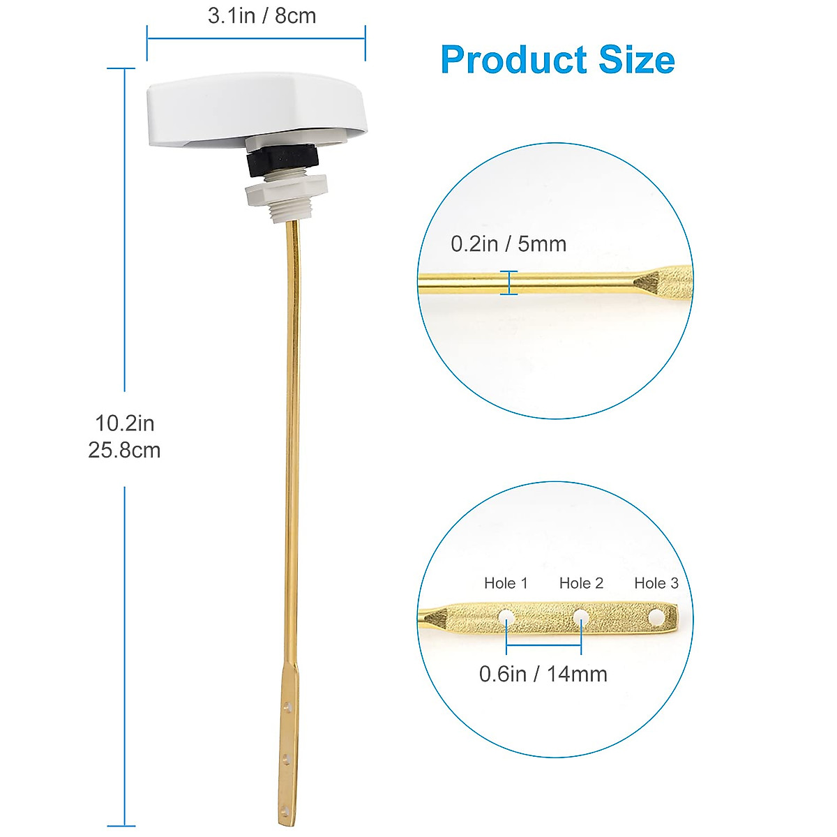 Hibbent Toilet Handle Tank Flush Lever Replacement Compatible with TOTOTHU004-CP Trip Lvr for ST701, CST854, CST884,Side Mount Toilet Flush Handle, Toilet Trip Lever, Toilet Repair Handle, White