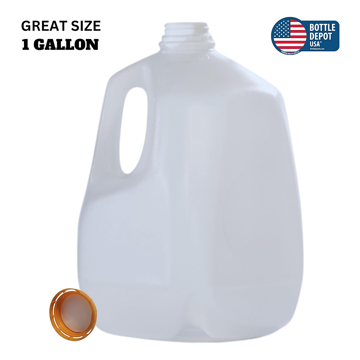 (8 PACK) 128 Oz Empty Plastic Gallon Juice Bottles with Tamper Evident ORANGE Caps - Smoothie Bottles - Ideal for Juices, Milk, Smoothies, Picnic's and Even Meal Prep - Made in USA