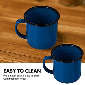 Operitacx Enamel Coffee Mug Camping Cup: Vintage Tin Tea Cup Metal Beer Mugs Water Drinking Cup for Outdoor Hiking Travel Picnic Milk Beverage Drinks Blue