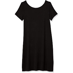 Amazon Essentials Women's Jersey Regular-Fit Ballet-Back t-Shirt Dress (Previously Daily Ritual), Black, Large