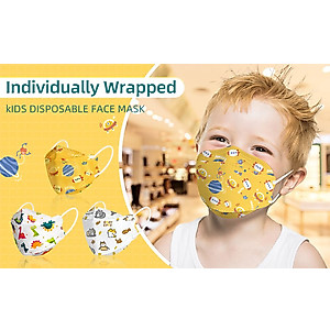 Kids Disposable Face Mask, 30 Pack Individually Wrapped Masks for Children,4-Ply Breathable Safety Masks for Boys and Girls(Aged 4-12)