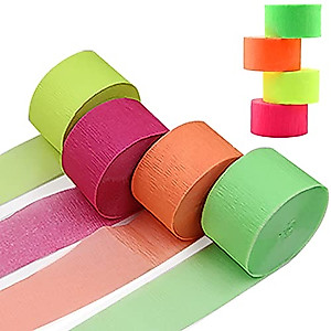400Feet Glow in The Dark Party Supplies Streamers Glow Crepe Paper Streamer UV Blacklight Fluorescent Neon Paper Streamers for Glow Party Supplies and Decorations Wedding Birthday Party Decorations