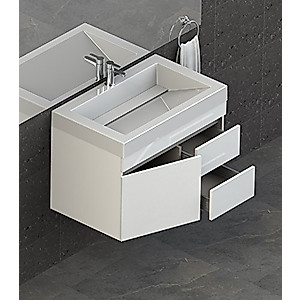 Lift Bridge Kitchen & Bath Assembled Wall-Mount Floating Bathroom Vanity with White Cultured Marble Top Sink Set, 31 in. W x 19 in. D x 29 in. H in White with Viteli + Genova Top
