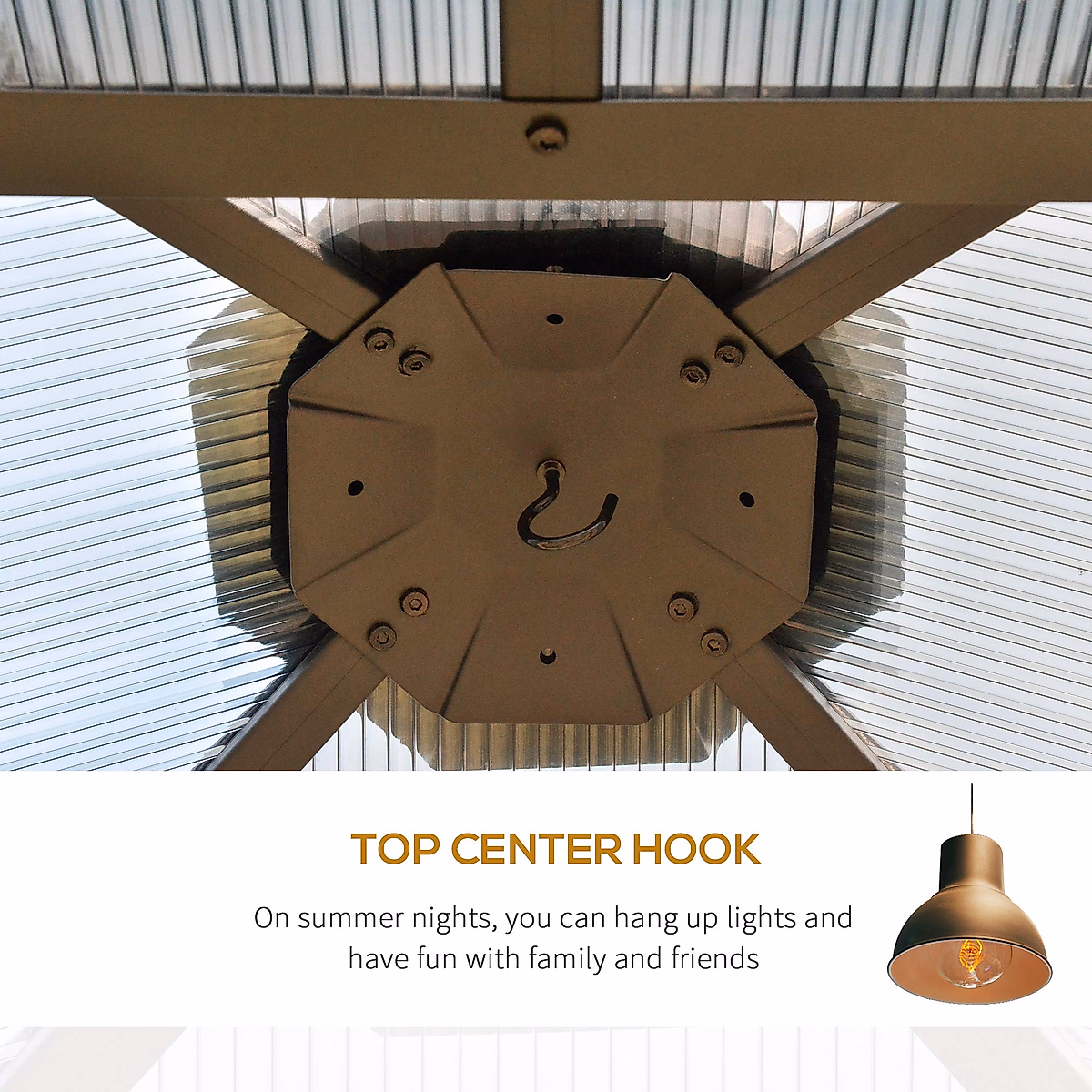 Outsunny 10' x 10' Hardtop Gazebo Canopy with Polycarbonate Roof, Aluminum Frame, Permanent Pavilion Outdoor Gazebo with Netting, for Patio, Garden, Backyard, Deck, Lawn, Gray