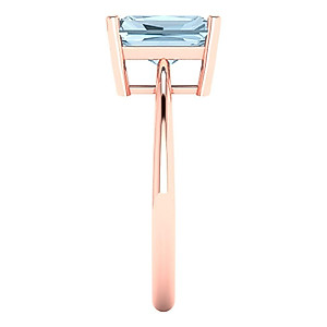 Clara Pucci 2.4ct Radiant Cut Solitaire Natural Sky Blue Topaz Wedding Bridal Designer art deco Anniversary Ring 14k Rose Gold for Women