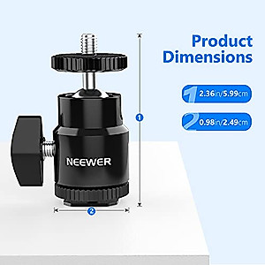 Neewer 1/4” Camera Hot Shoe Mount with Additional 1/4” Screw 2-Pack, Mini Ball Head Hot Shoe Mount Adapter for Cameras, Camcorders, Smart Phone, Video Light, Microphone, Ring Light - ST17