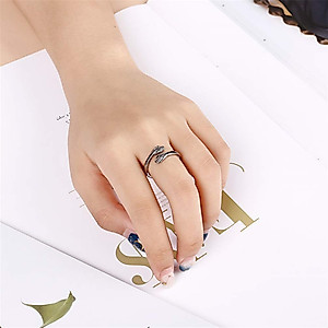 INRENG Unisex Stainless Steel Hands Embrace Open Couples Wedding Ring Romantic Love Hug Jewelry, Silver Size 6