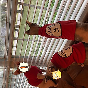 SUEOSU Dog Shirts for Pet Clothes Soft Breathable Puppy Shirts Pop Culture Thing 1 to Thing 9 Printed Pet T-Shirt (RED-2, Small)