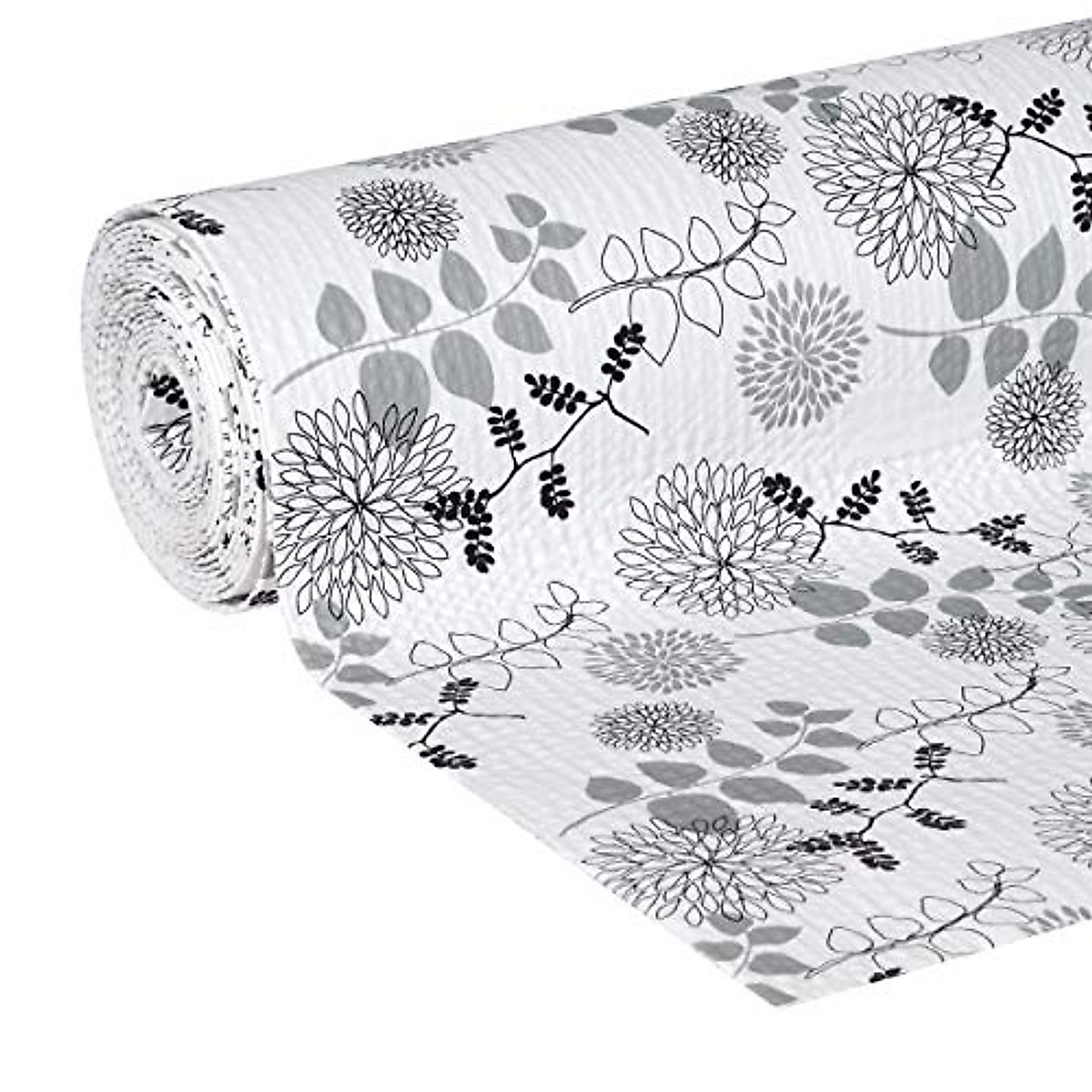 Duck Smooth Top EasyLiner Non-Adhesive Shelf Liner, 12 in x 10 ft Each Roll, Floral Midnight Bloom and White