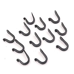 THDC Nail Hooks, Vintage, Rustic Curved Metal Fasteners – Decorative Colonial Wall Décor, Heavy Duty Wall Hooks, Hangers for Keys, Coats, Robe, Bags, Home, Kitchen Set Of 12 (Small 1")