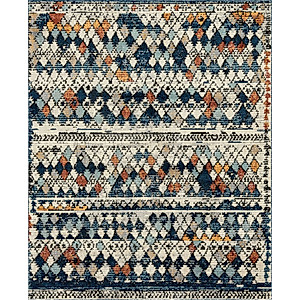 Unique Loom Morocco Collection Abstract Border, Diamond, Bohemian Area Rug (8' 0 x 10' 0 Rectangular, Multi/Blue)