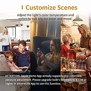 Refoss Smart Bulbs Works with Apple HomeKit, Color Changing Smart Light Bulbs Compatible with Siri, Alexa and Google Home, A19 LED Bulb, E26 Fitting, 2700K-6500K Dimmable, 9W 810 Lumens, 2 Pack