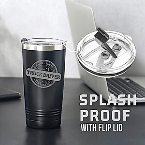 Onebttl Truck Driver Gifts For Men - World's #1 Truck Driver - 20oz/590ml Stainless Steel Insulated Tumbler - Christmas, Thank you, Retirement Gifts For Truck Driver - (Black)