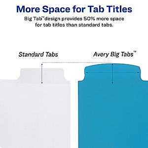 Avery Big Tab Write & Erase Durable Plastic Dividers, 8-Tab Set, Multicolor Brights, 3 Sets (21210)