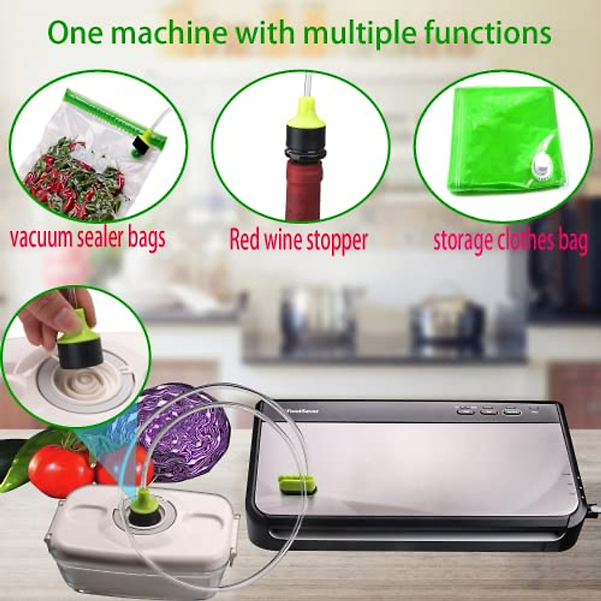 2 piece set Accessory Hose Compatible with FoodSaver ，Compatible FM2000，FA2000， and FM2100 GM FAX12 000 ，Suitable for all sealing zipper bags, wine plugs, seals jar, vacuum sealing agents