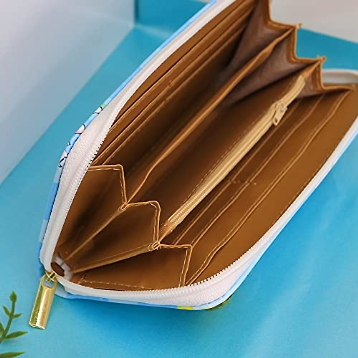 Kowckxi Cute Wallet for Men and Women, Cartoon PU Leather Purse, Clutch Stylish Zip Around Wallet Card Holder, 2Pcs Set