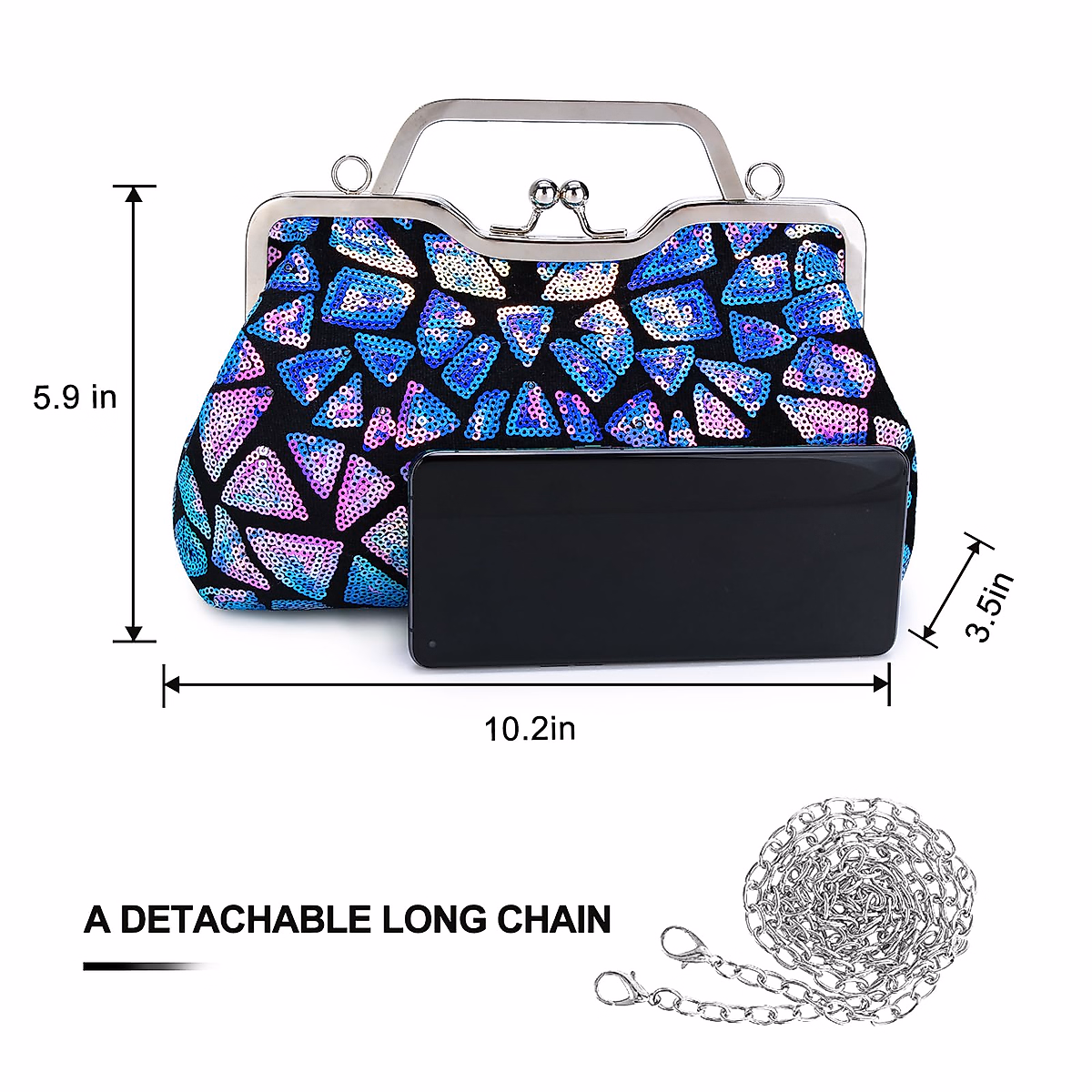 Rkrouco 1920s Vintage Beaded Clutch Evening Bags Pearl Flapper Handbag for Women Wedding Party