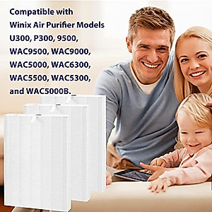 Ganteny True HEPA Replacement Filters B Compatible with Winix 9500 U300 P300 WAC9000 WAC9500 WAC5000 WAC5000b WAC5300 WAC6300 WAC5500 Air Purifiers, Compared to Winix Filter B 114190, 3 Pack