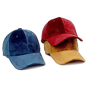 Women's Winter Fall Classic Style Velvet Baseball Cap 6 Panel Fashionable Adjustable Sports Hat for Women